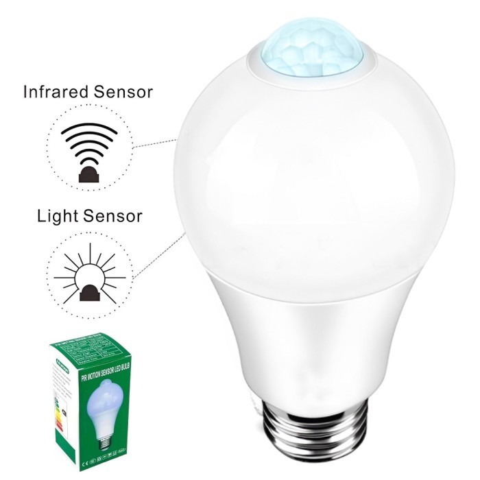 Jual Lampu LED dengan sensor gerak otomatis bohlam 12 watt nature white ...