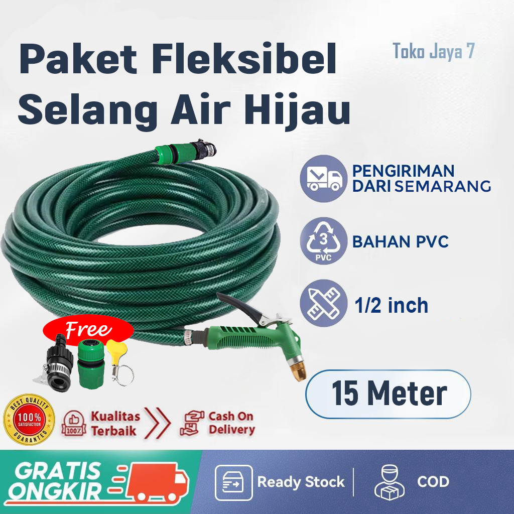 Jual PAKET FLEKSIBEL SEMPROTAN SELANG AIR HIJAU ANTI LUMUT 1/2 INCH 30 ...