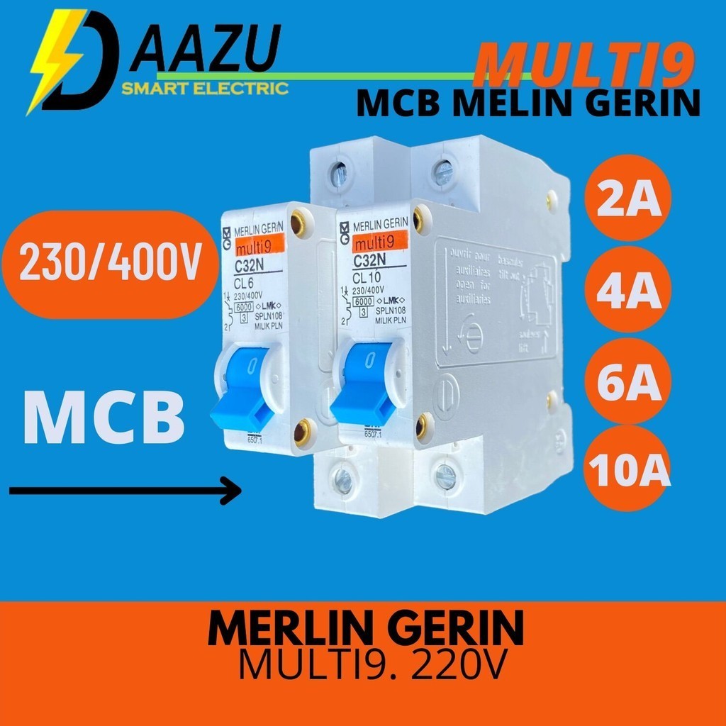 Jual MCB MERLIN GERIN BIRU 2A 4A 6A 10A 16A 20A 32A 40A 63A MULTI9 2 4 6 10 16 40 AMPER BUKAN ...