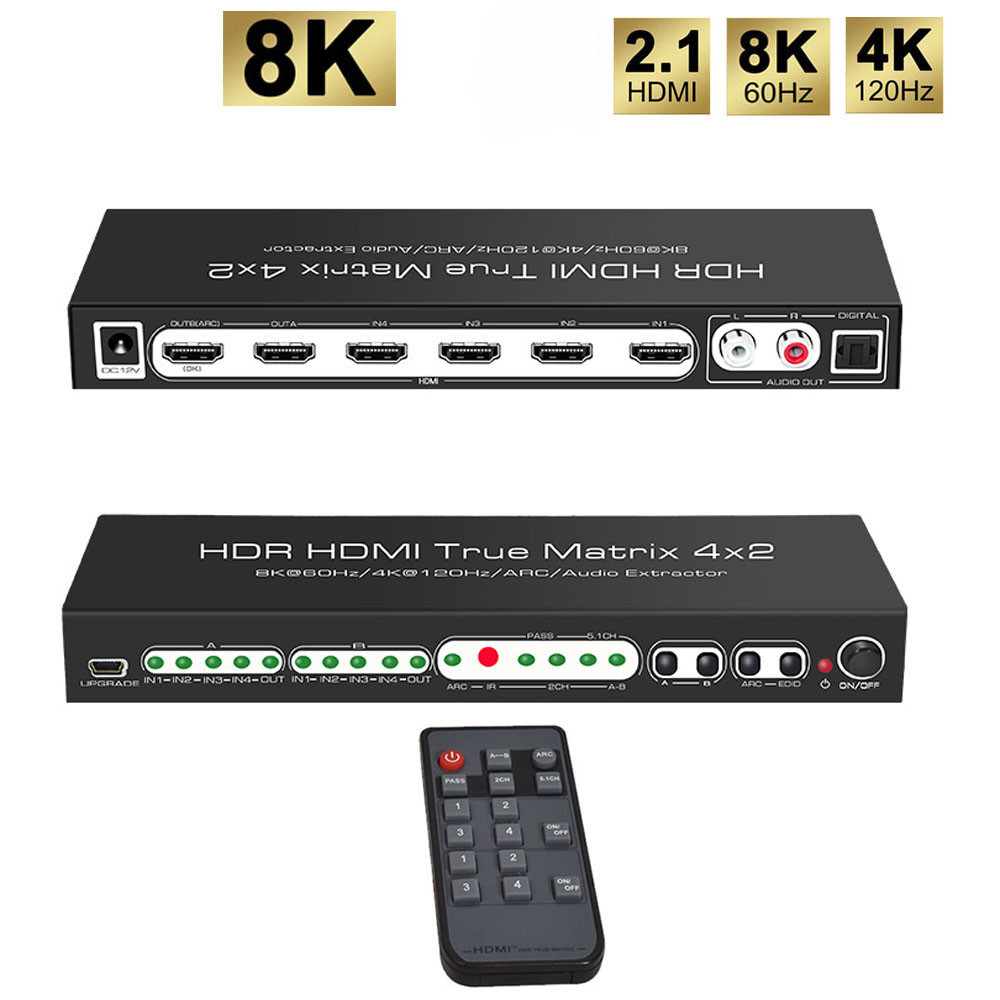 Jual 8K60Hz 4X2 HDMI Matrix KVM Switch 4 in 2 Out HDMI Switch Splitter ...