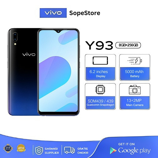 Jual HP VIVO Y93 RAM 8GB/256GB 6.2inci berkualitas 13+8MP HD Kamera handphone MURAH Cuci Gudang ...