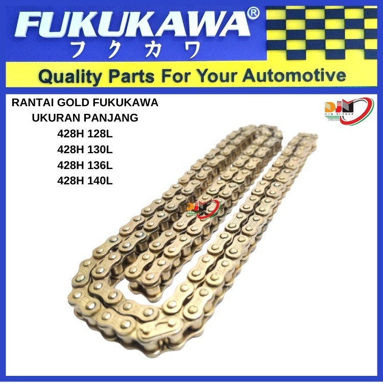 Jual Rantai Motor Emas Gold Kuning 428H-128L-130L-136L-140L Japan OEM Fukukawa | Shopee Indonesia