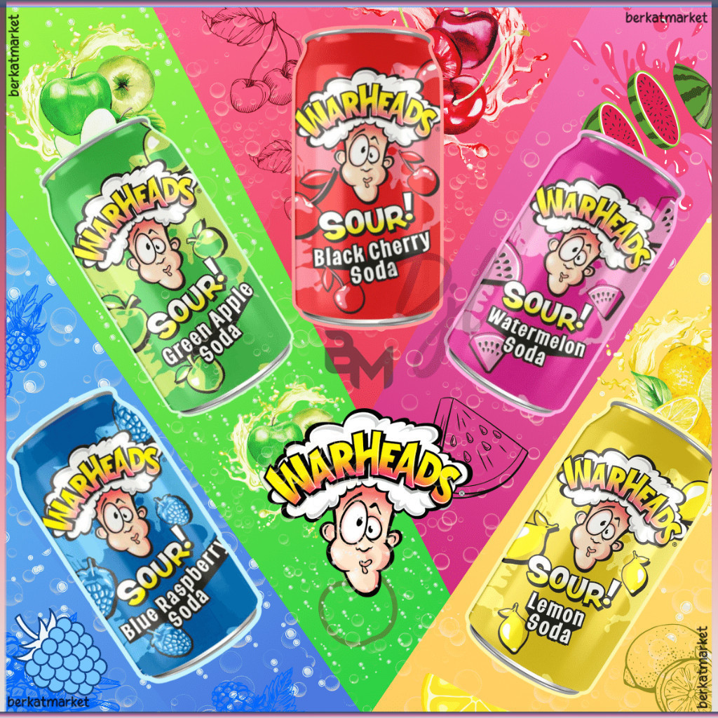 Jual Warheads Sour Soda 355ml Minuman Asam Berkarbonat Rasa Buah Apel ...