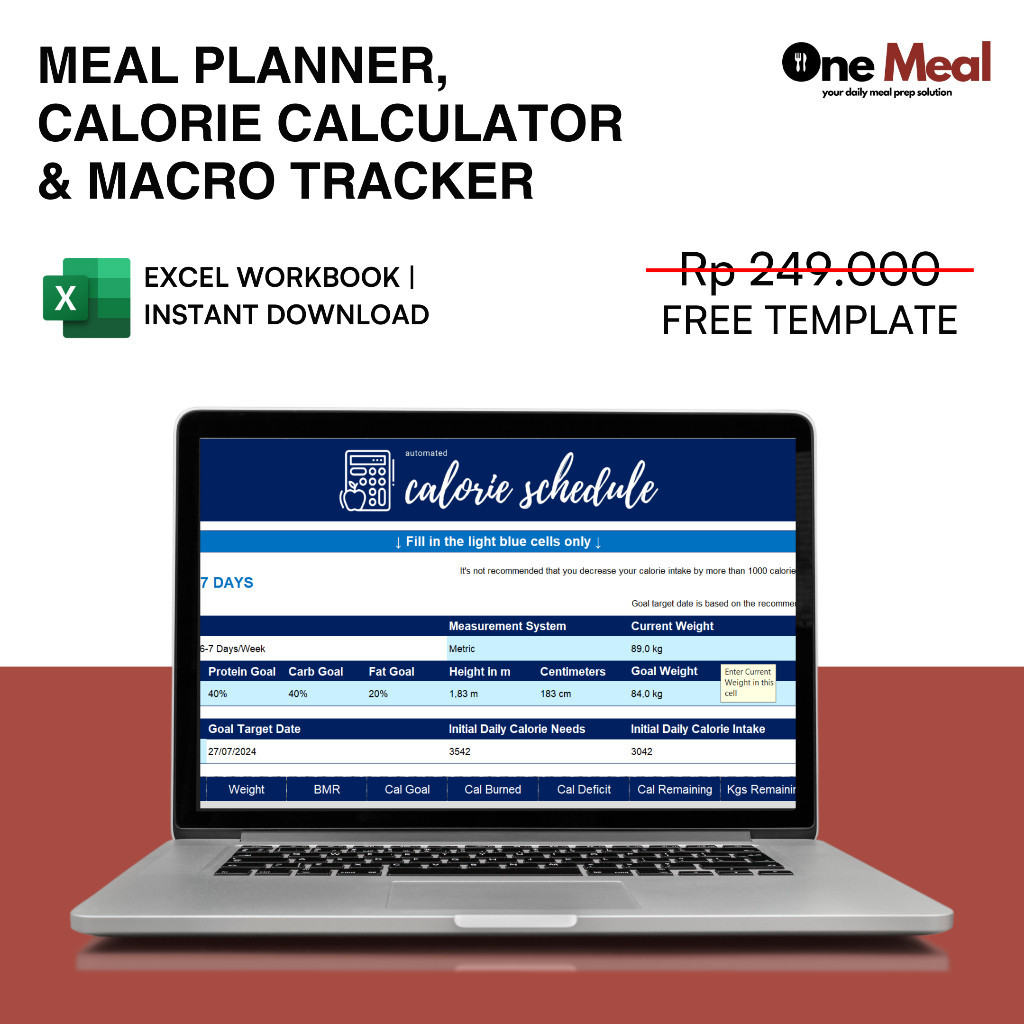 Jual [FREE TEMPLATE] Meal Planner, Calorie Calculator & Macro Tracker ...