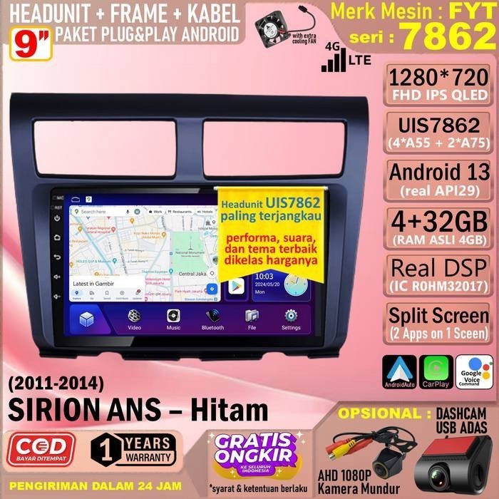 Jual Paket Headunit Android 9 inch + Frame + Soket PNP Daihatsu Sirion ...