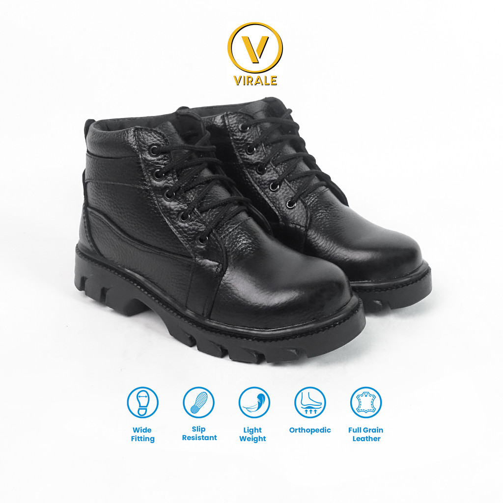 Jual Sepatu Safety Boot Pria Kulit Asli Ujung Besi Model Tali Anti ...