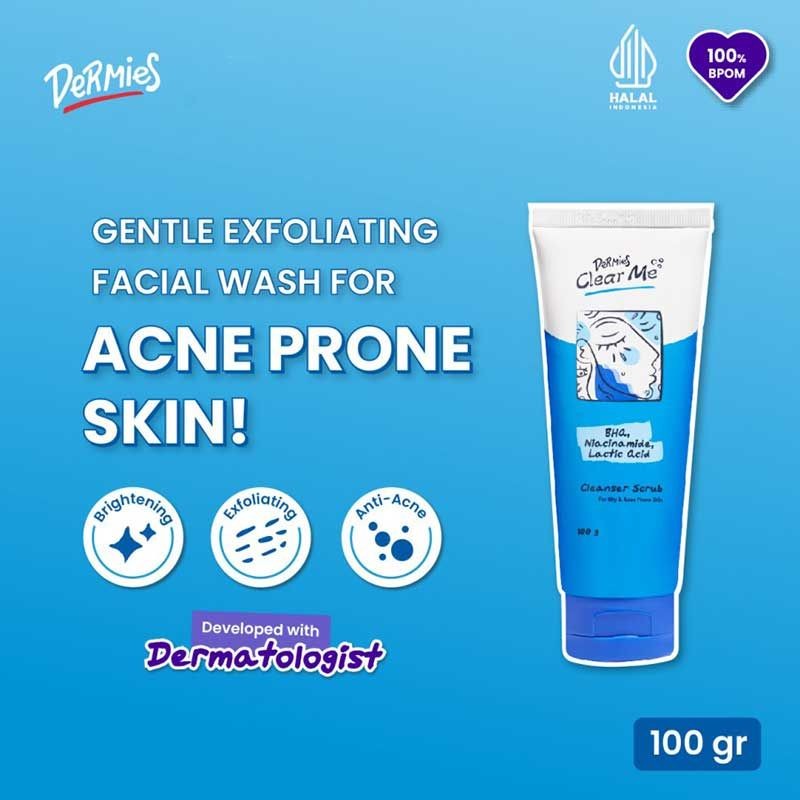 Jual Dermies Clear Me Cleanser Scrub For Oily & Acne Prone Skin |100 g ...