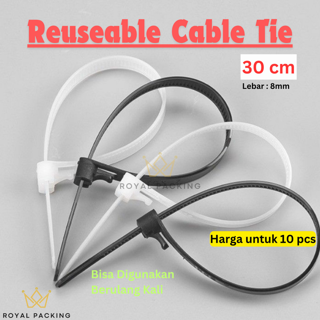 Jual [RP] (10 PCS) Kable Ties Reuseable 30cm x 8mm / Pengikat Cable Tie ...