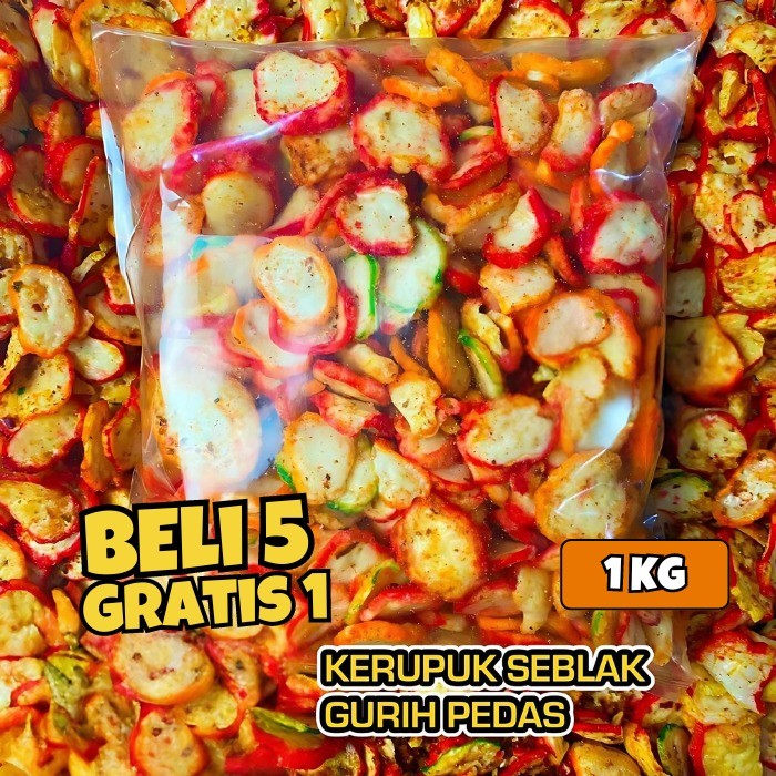 Jual (COD) 1kg Krupuk Seblak Bantet Kering/ Kripik Seblak Pedas Mantap ...