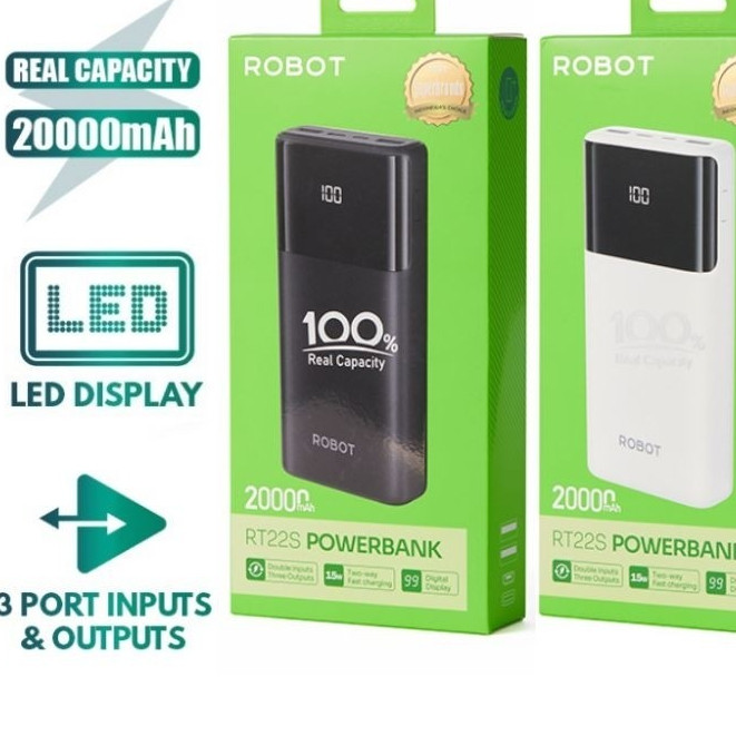 Jual [ NEW ARRIVAL ]- [ NEW ]- [ORI] ROBOT RT22S Powerbank 20.000mAh ...