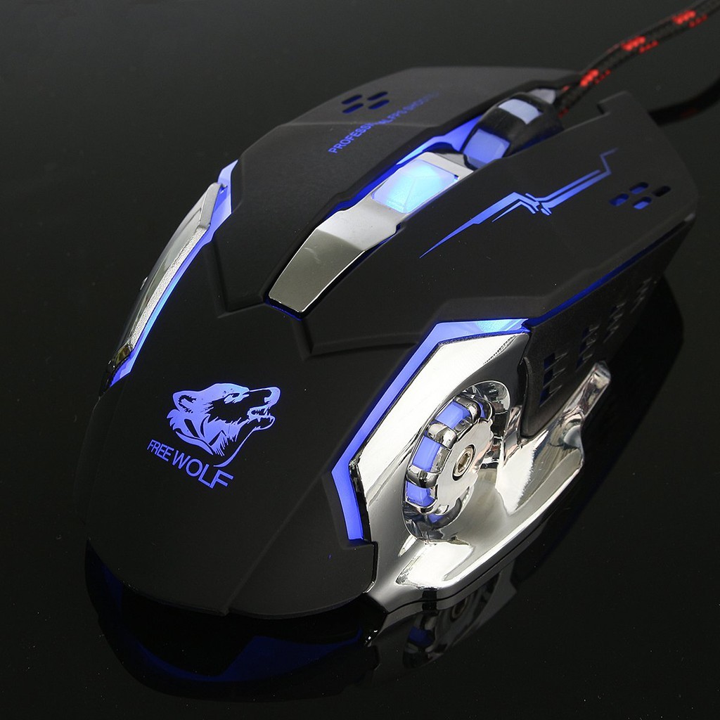 Jual Free Wolf V5 Professional Gaming Mouse RGB 6 Button Wired USB ...