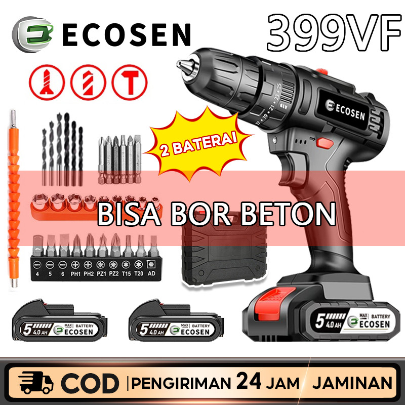Jual HY76T ECOSEN 399VF Mesin Bor Baterai Tangan Cordless Drill Battery Bor Cordless Power ...