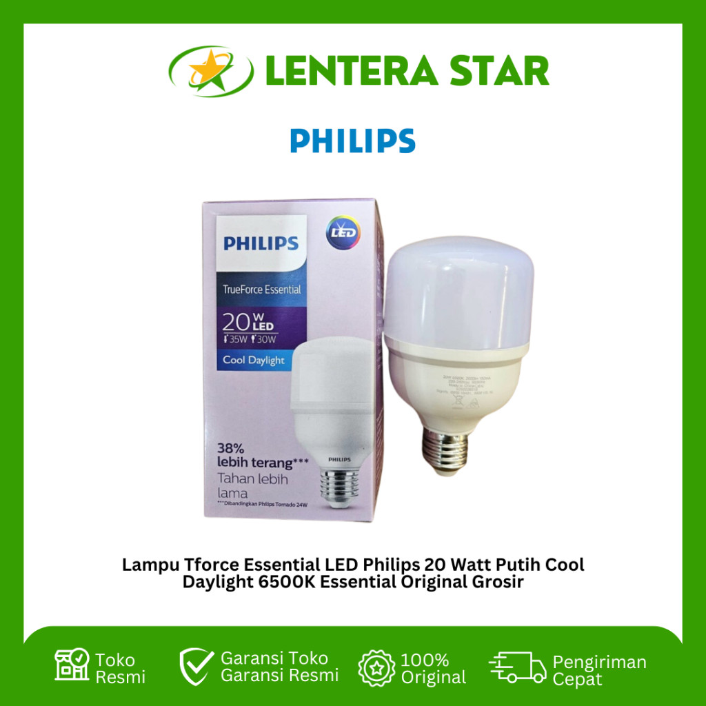 Jual Lampu Tforce Essential LED Philips 20 Watt Putih Cool Daylight 6500K Essential Original ...