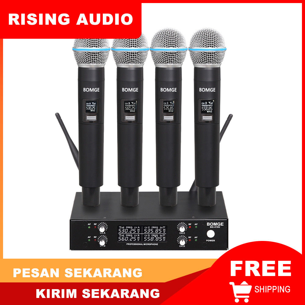 Jual RISING AUDIO Pro Wireless Microphone System, 4-Channel UHF ...
