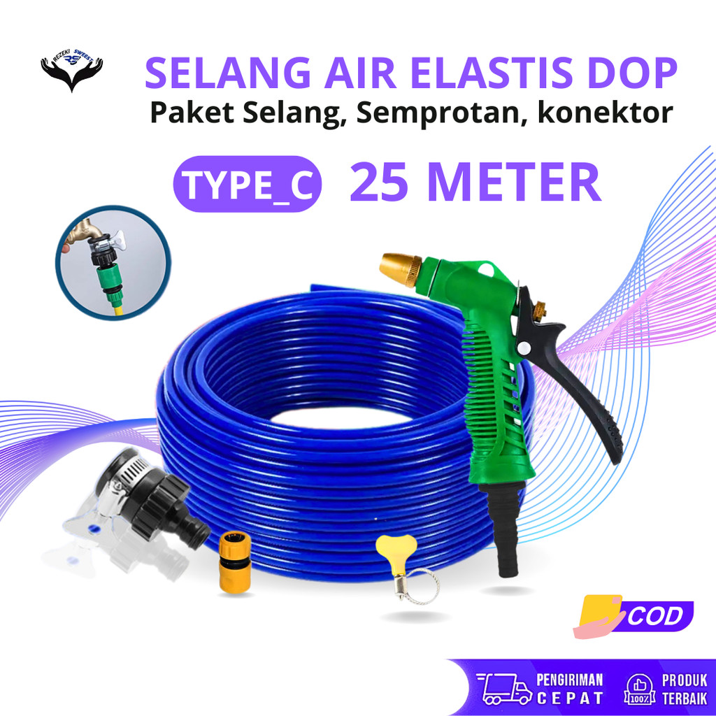 Jual SEPAKET LENGKAP SEMPROTAN SELANG AIR FLEKSIBEL 25 METER 1 ROL JET ...