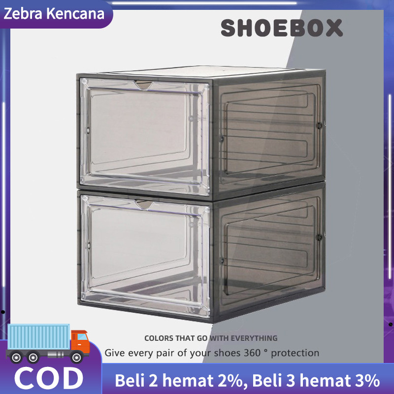 Jual 【2PCS】 Kotak Sepatu Transparan Tebal Serbaguna Shoes Box Tempat ...