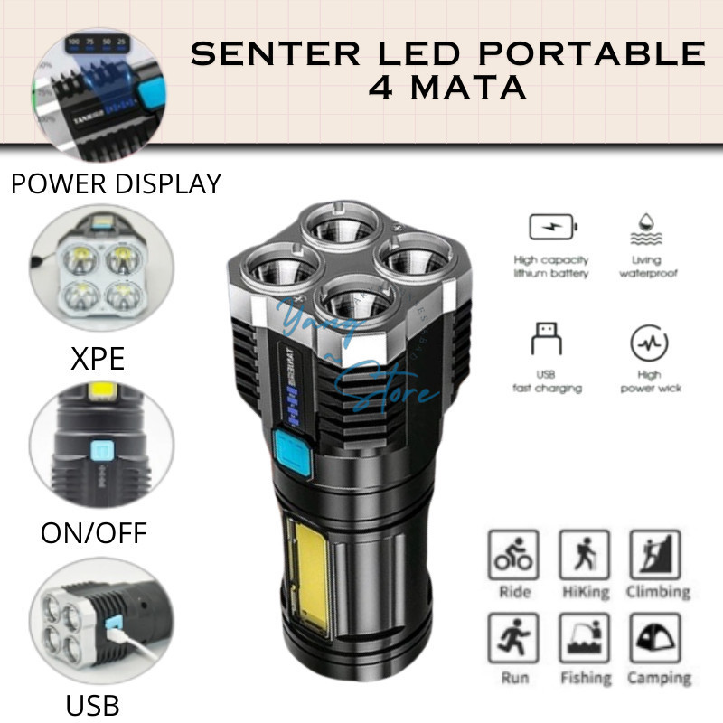 Jual YGS-I414-Senter LED 4 Mata 48 W 20 W / Senter LED Chargeable ...
