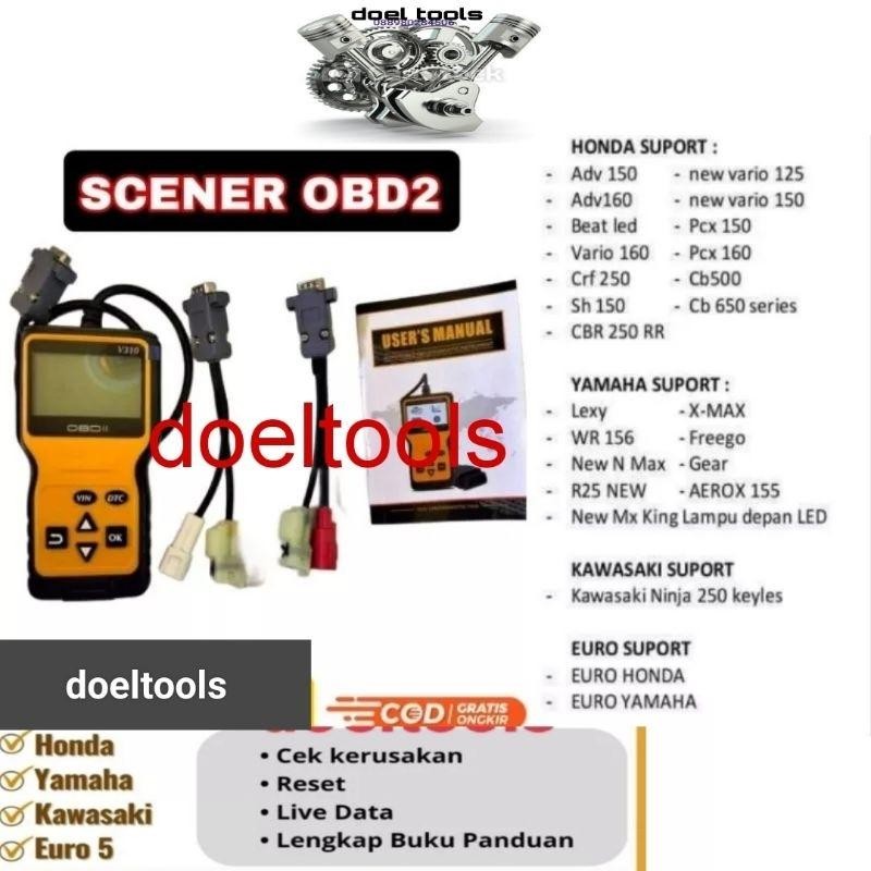 Jual SCANNER SCANER OBD 2 Tester Multifungsi Motor Injeksi Alat Servis ...