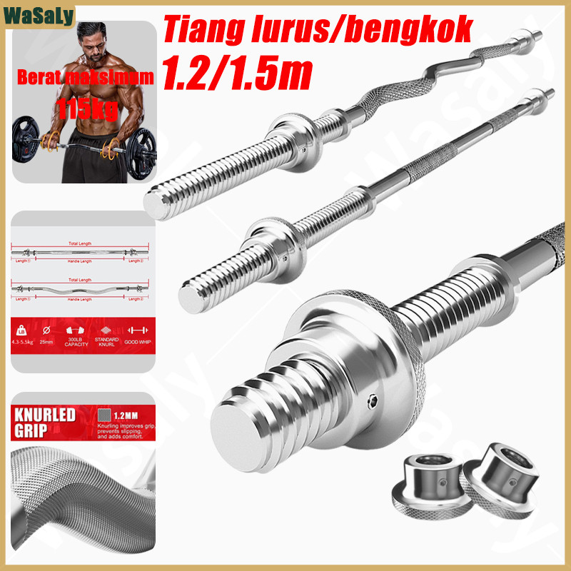 Jual Stick Barbel Dumbell 1.2/1.5m Straight Curved Stik Barbel Bar ...