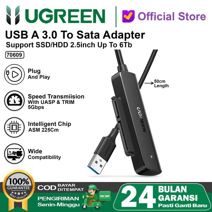 Jual Ugreen Kabel USB 3.0 To Sata 2.5" Hard Drive Converter HDD SSD ...