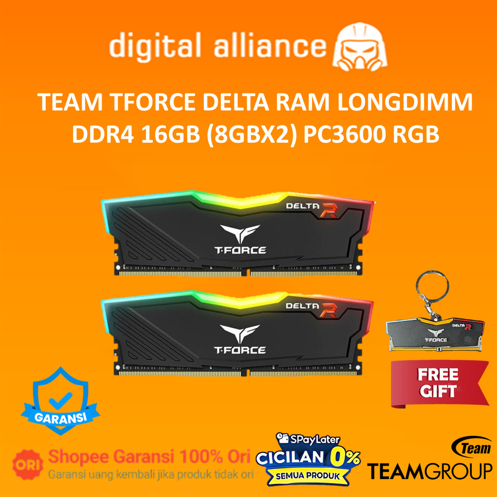 Jual TEAM TFORCE DELTA RAM LONGDIMM DDR4 16GB (8GBX2) PC3600 RGB ...