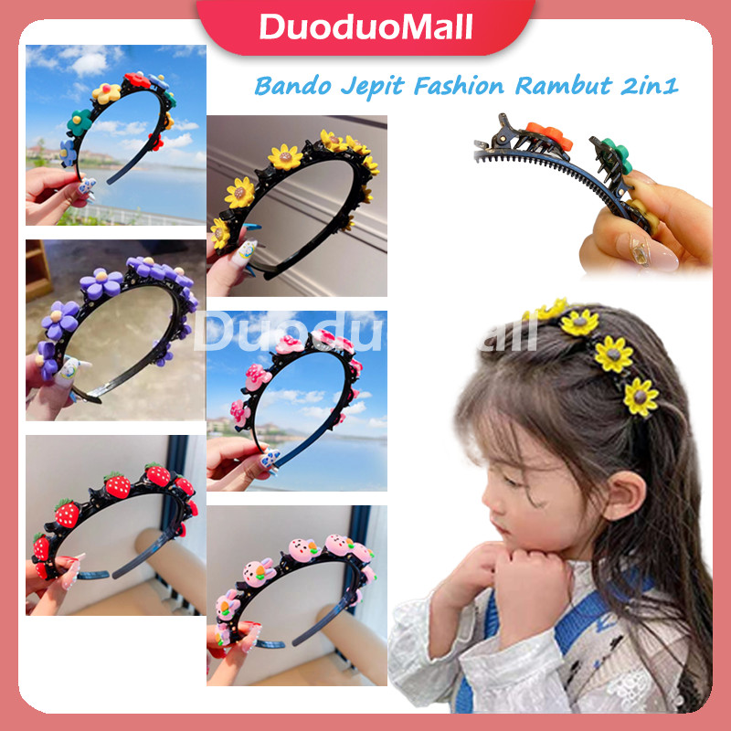 Jual Bando Jepit Fashion Rambut 2in1/Jepit Rambut Pola Kartun | Shopee ...