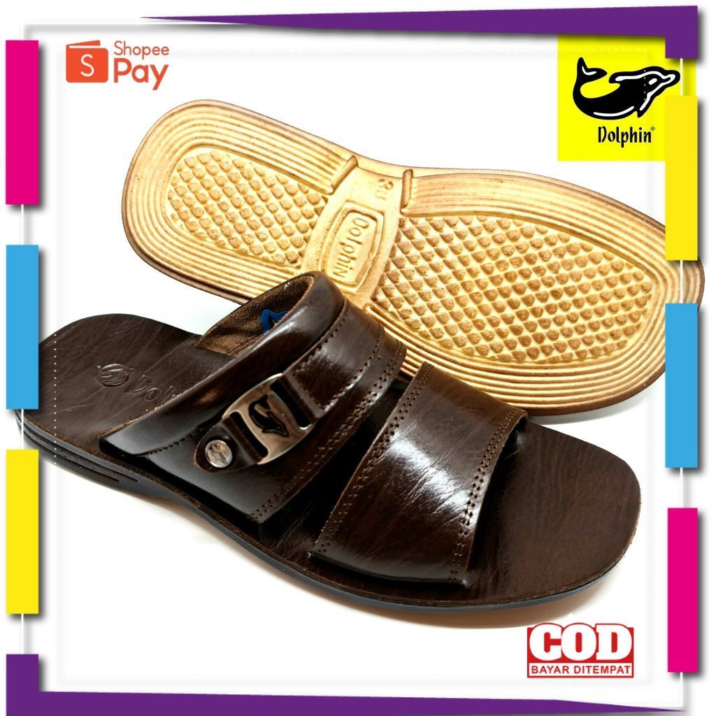 Jual [PREMIUM ORIGINAL] Dolphin Sandal Slide Pria Kulit Asli "D-25 ...