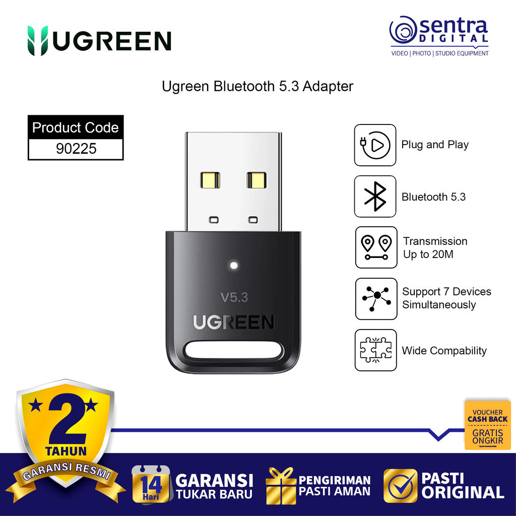 Jual Ugreen Bluetooth 5.3 Transmitter Receiver External Dongle USB A - 90225 | Shopee Indonesia