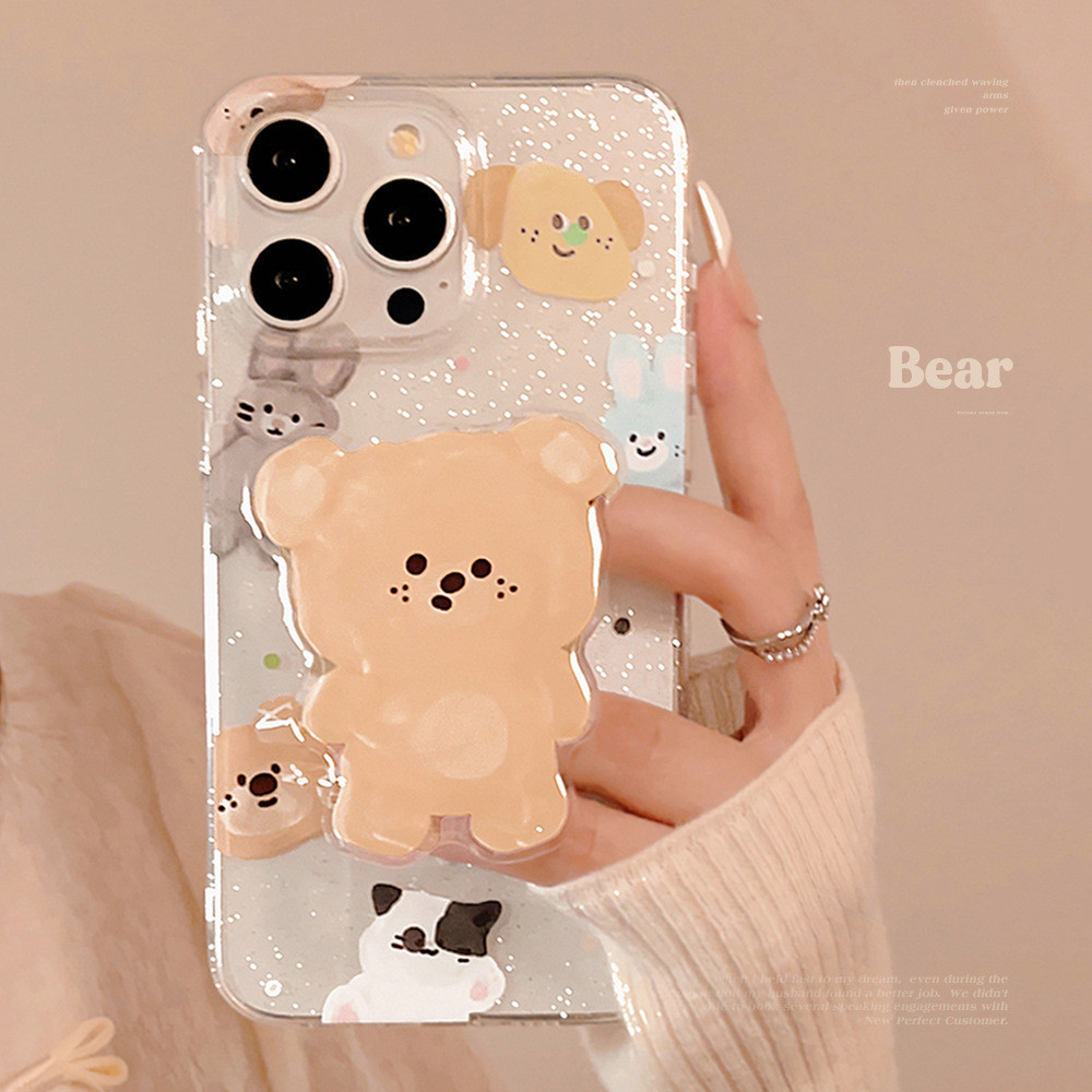 Jual Case Lucu Oil Painting Boneka Brown Bear with Popsocket for iPhone ...