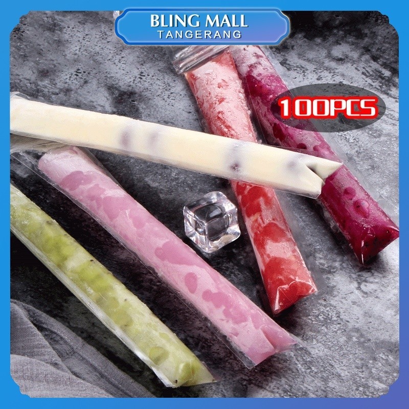 Jual 100Pcs Kantong Cetakan Es Krim / Popsicle Transparan Disposable ...