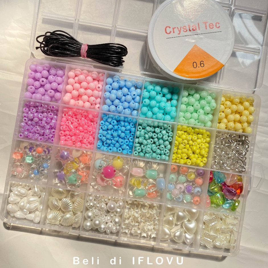 Jual Bahan DIY Manik Manik Set Aesthetic Lengkap Tali | Mainan Anak ...