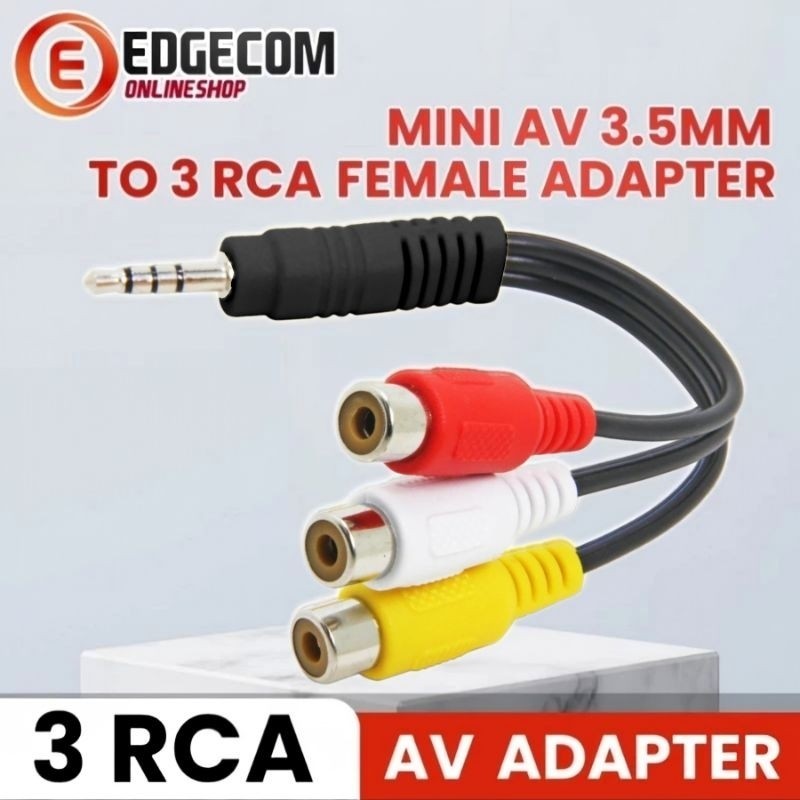 Jual Kabel Jack Mini AV 3.5MM to 3 RCA Female / 3,5mm male to 3 RCA ...