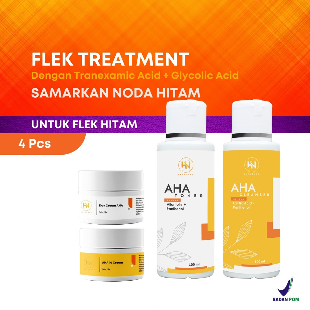 Jual Paket HN Skincare Flek AHA BPOM Penghilang Flek Hitam Tebal Menahun (AHA Cleanser + AHA ...