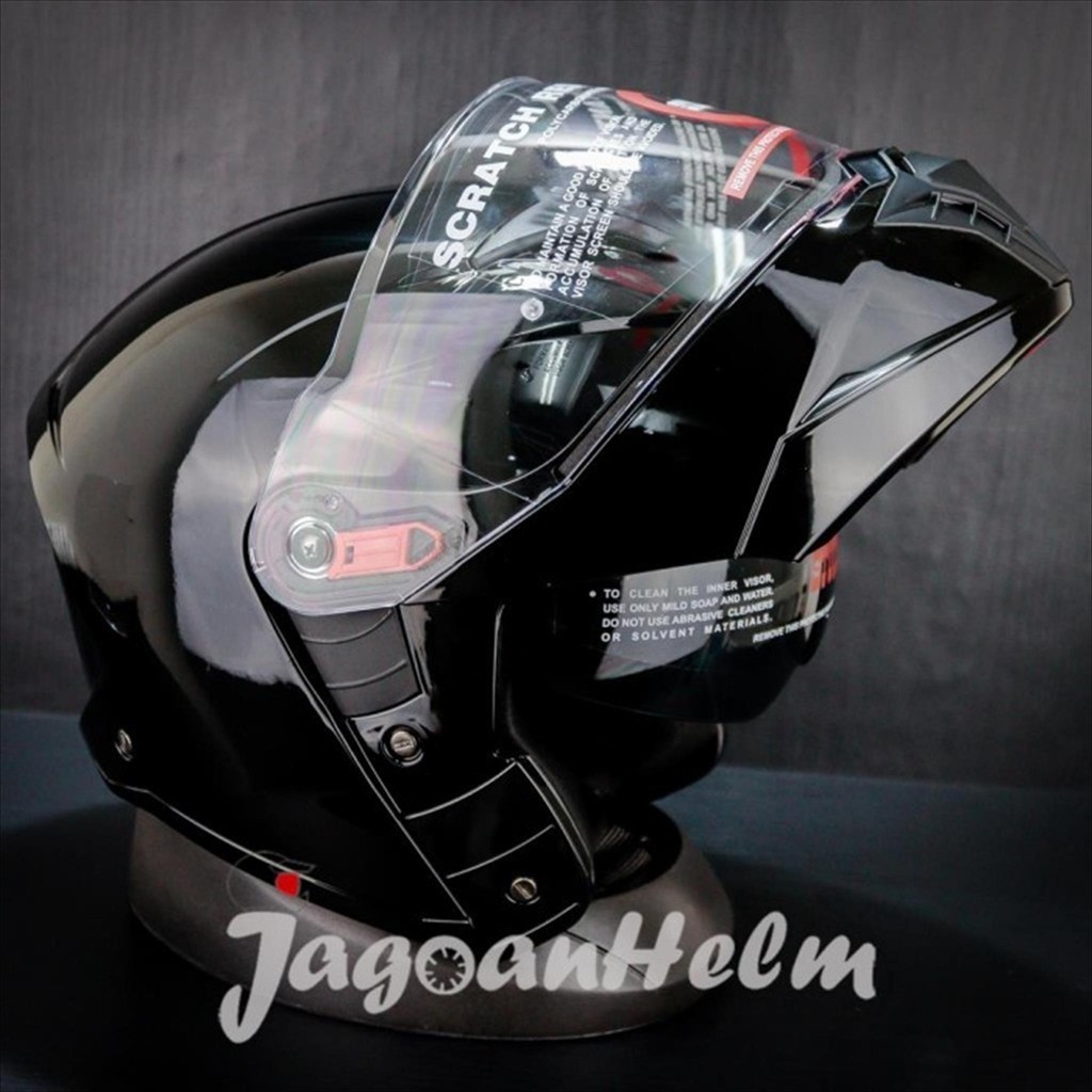 Jual STUDDS HELM TROOPER SOLID | BLACK GLOSSY | MODULLAR DOUBLE VISOR ...
