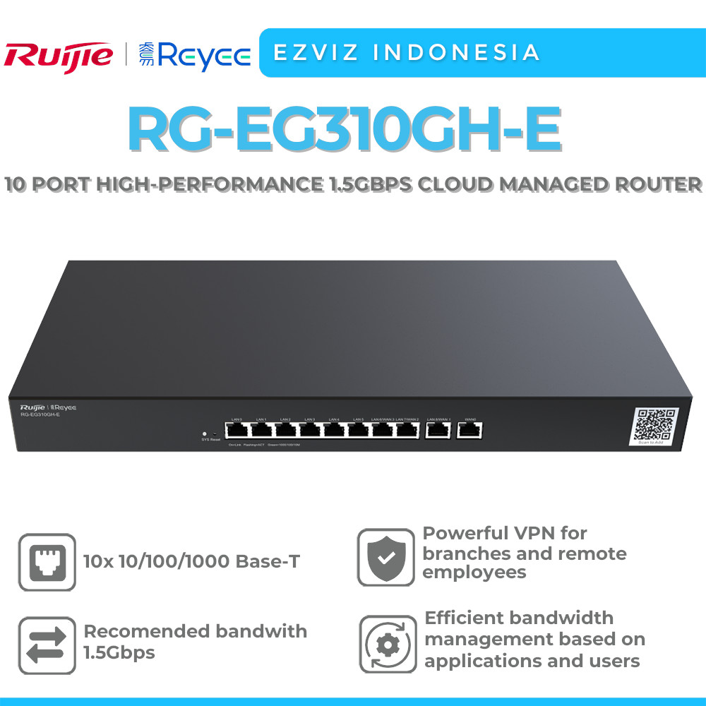 Jual RUIJIE REYEE RG-EG310GH-E 10 PORT HIGH-PERFORMANCE 1.5GBPS CLOUD MANAGED ROUTER | Shopee ...