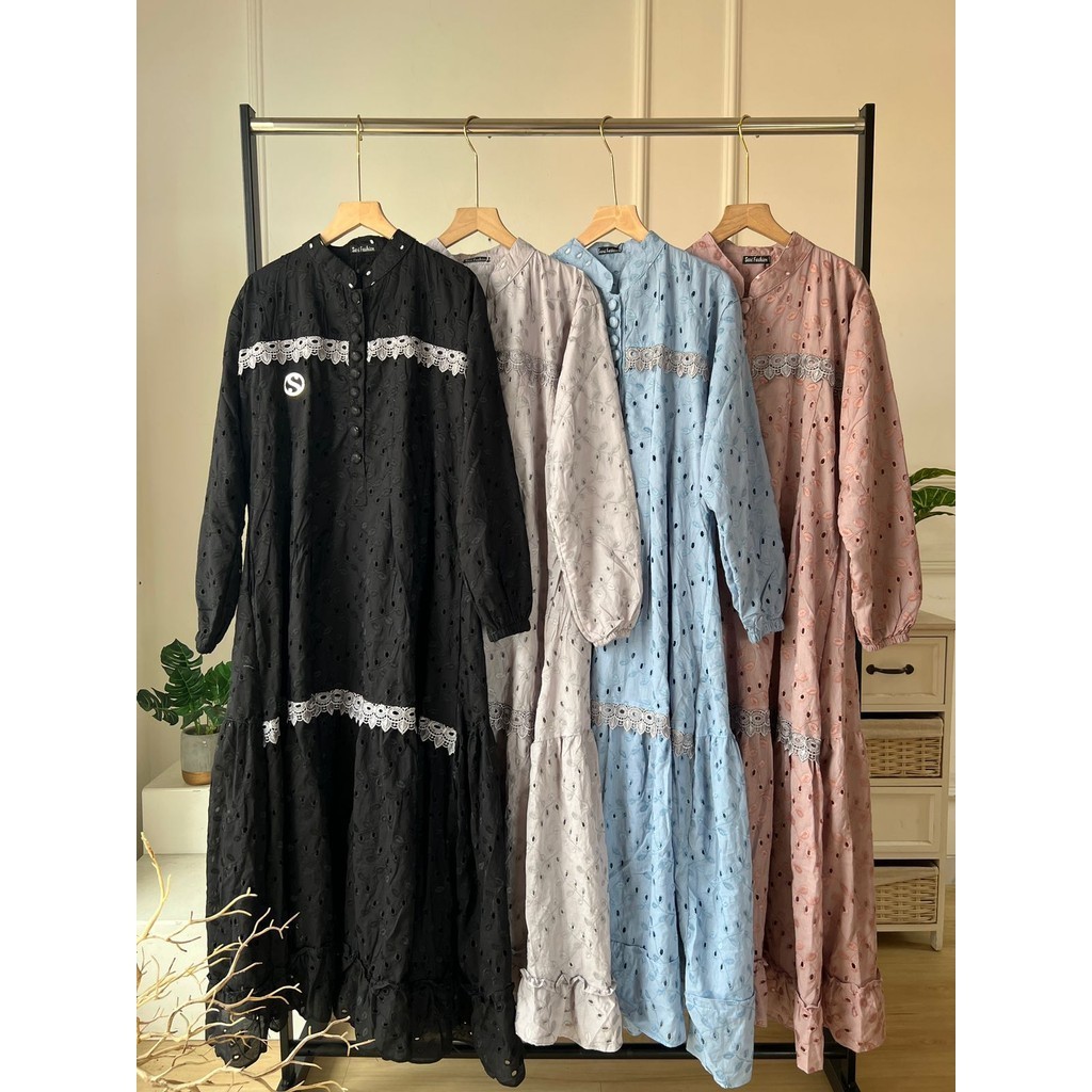 Jual SARI FASHION Katbol eveline Midi dress Renda Kancing Tengah ...