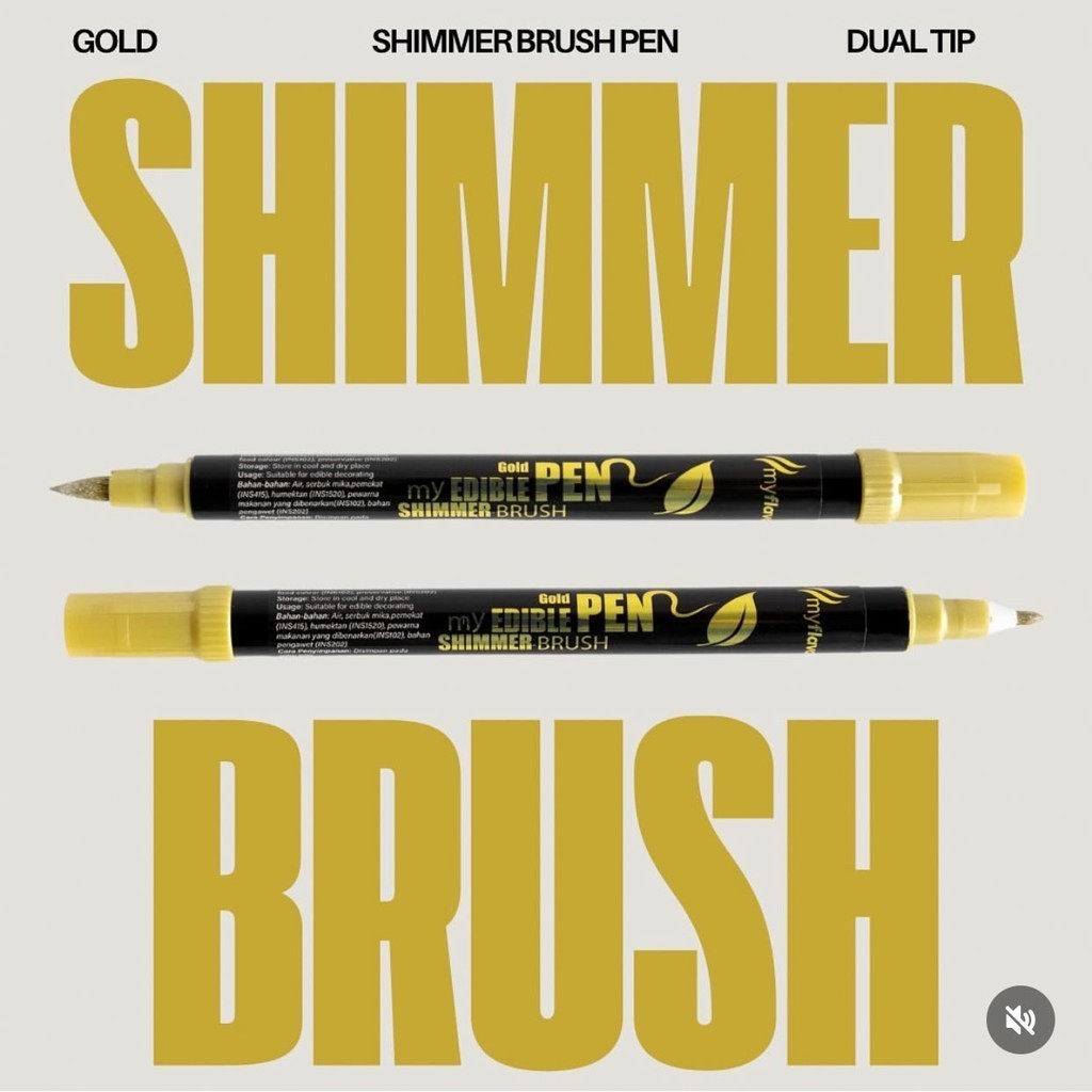 Jual Gold Metallic Shimmer Brush Pen My Flavor Edible Pen Marker Dual ...