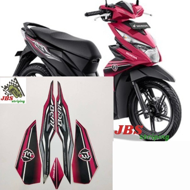 Jual Striping honda beat fi esp 2018 2019 pink hitam stiker lis motor ...