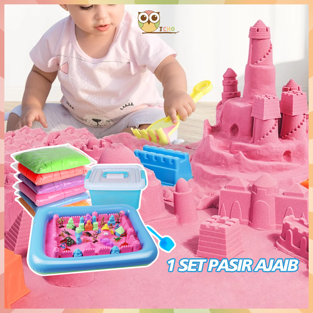 Jual JCHO 1 Set Pasir Ajaib Magic Sand Mainan Pasir Ajaib Set Sekop Cetakan Pasir Ajaib + Box ...
