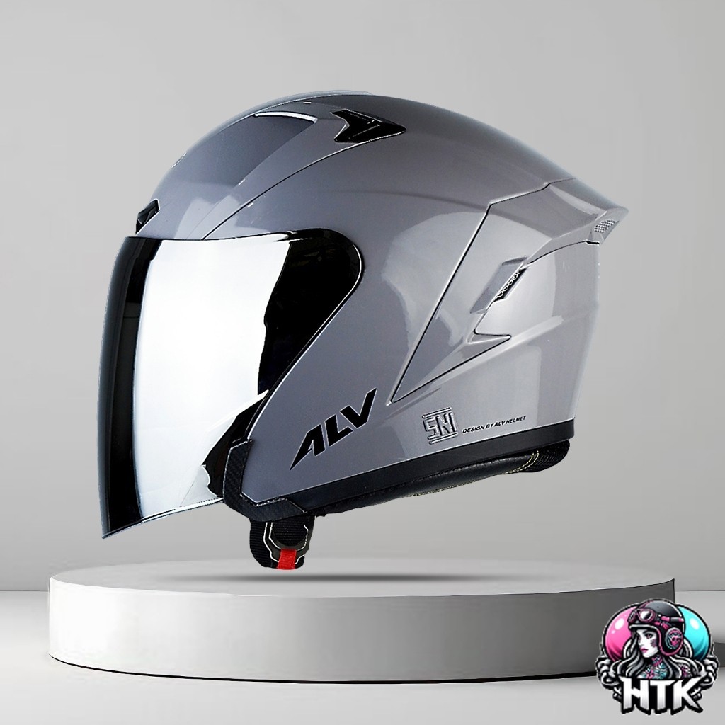 Jual ALV ULTRON GREY Helm Half Face Visor Bening/Silver Standart SNI ...