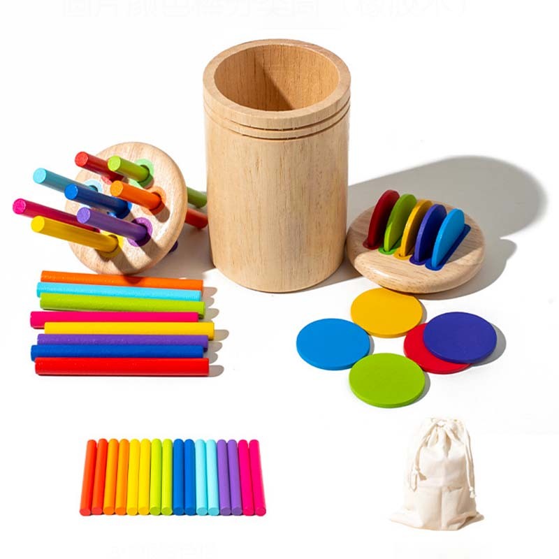 Jual Wooden Matching Toys Montessori Color Matching Sorting Stick ...