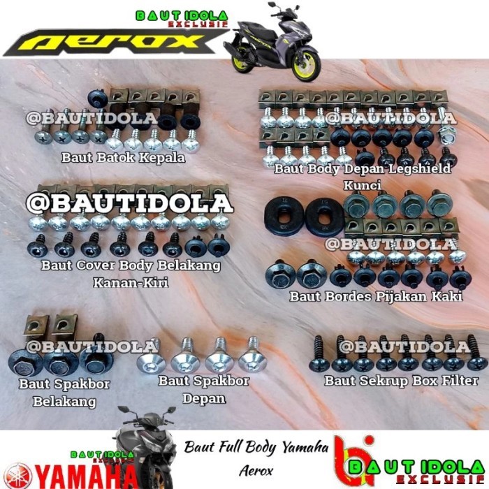 Jual baut full set body yamaha aerox 155 cc original baut Aerox ...