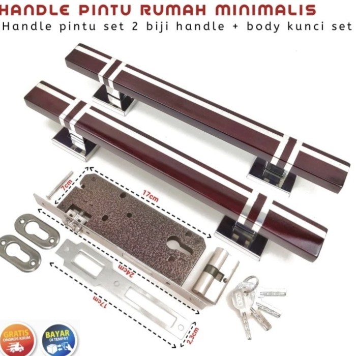 Jual Handle Pintu Minimalis 2 Biji Gagang Pintu Set Body Kunci Gagang ...