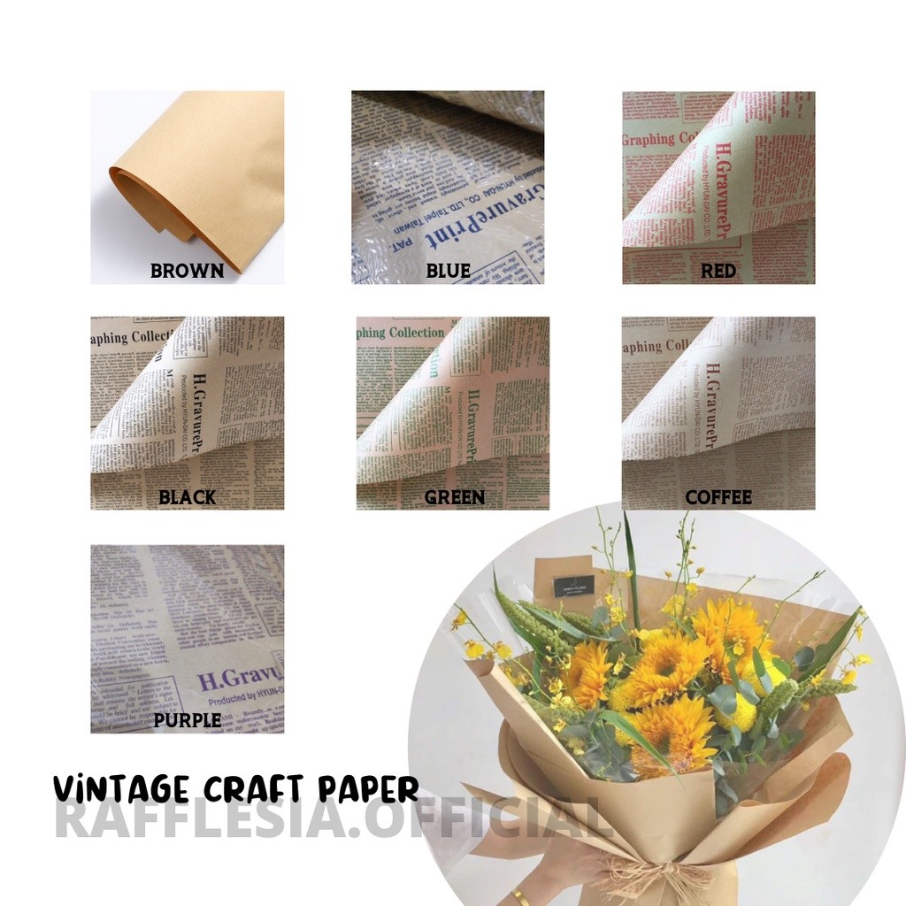 Jual [5 LEMBAR] PREMIUM VINTAGE CRAFT PAPER KERTAS BUKET PEMBUNGKUS ...