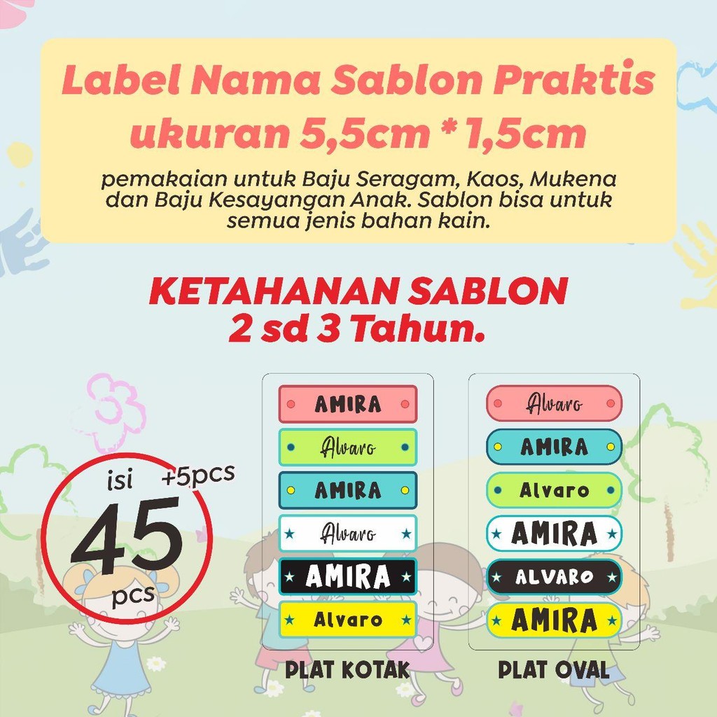 Jual Label Stiker Custom Label Nama Baju dan Seragam Sekolah Bentuk ...