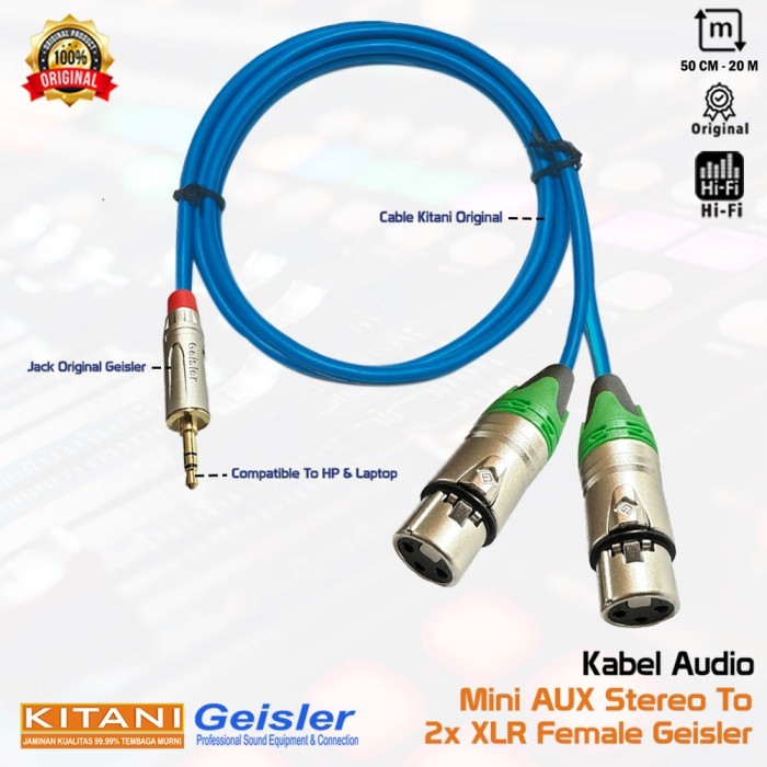 Jual Kabel Audio Profesional Jack HP Mini AUX Stereo 3.5 SLV To 2 XLR ...