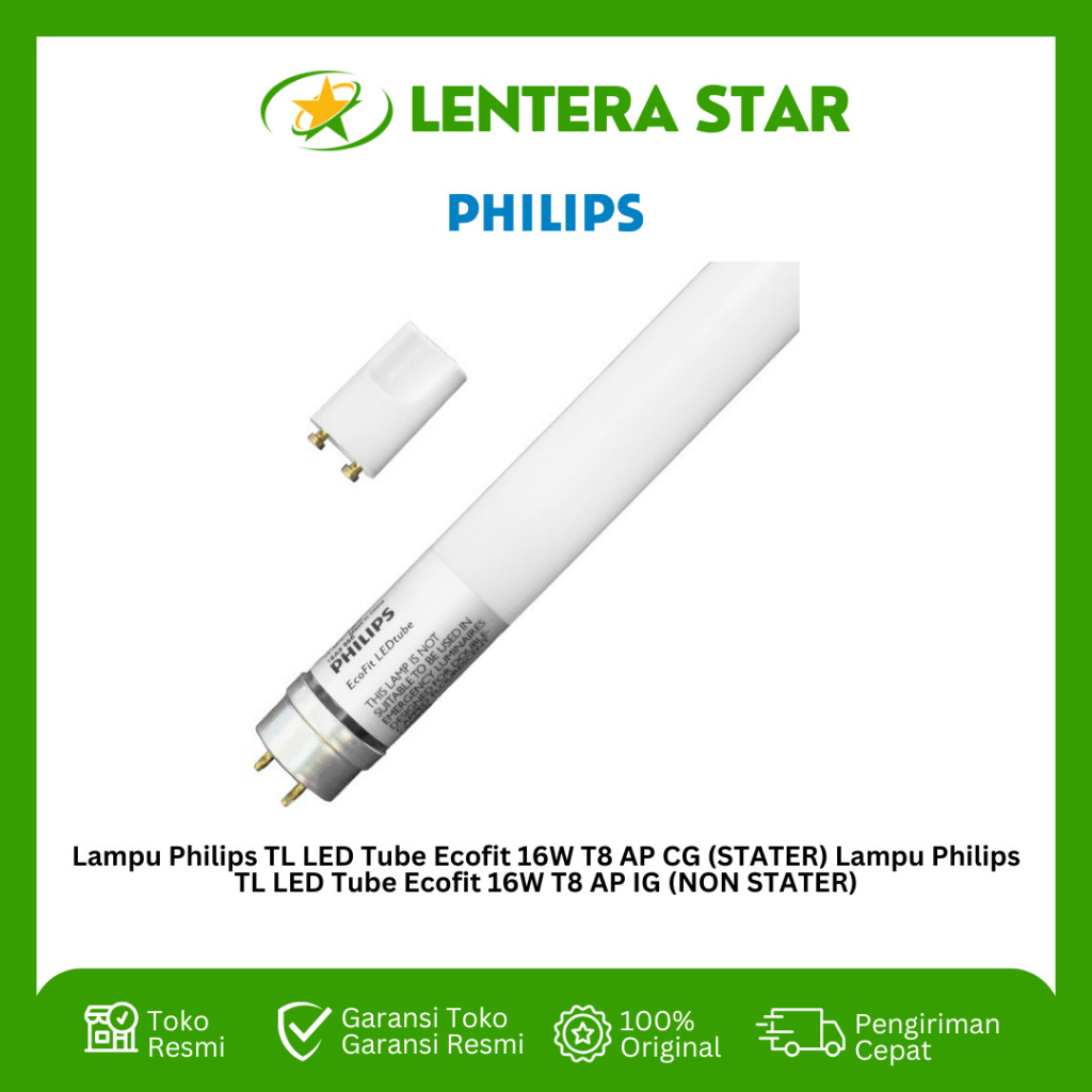 Jual Lampu Philips TL LED Tube Ecofit 16W T8 AP CG (STATER) Lampu ...