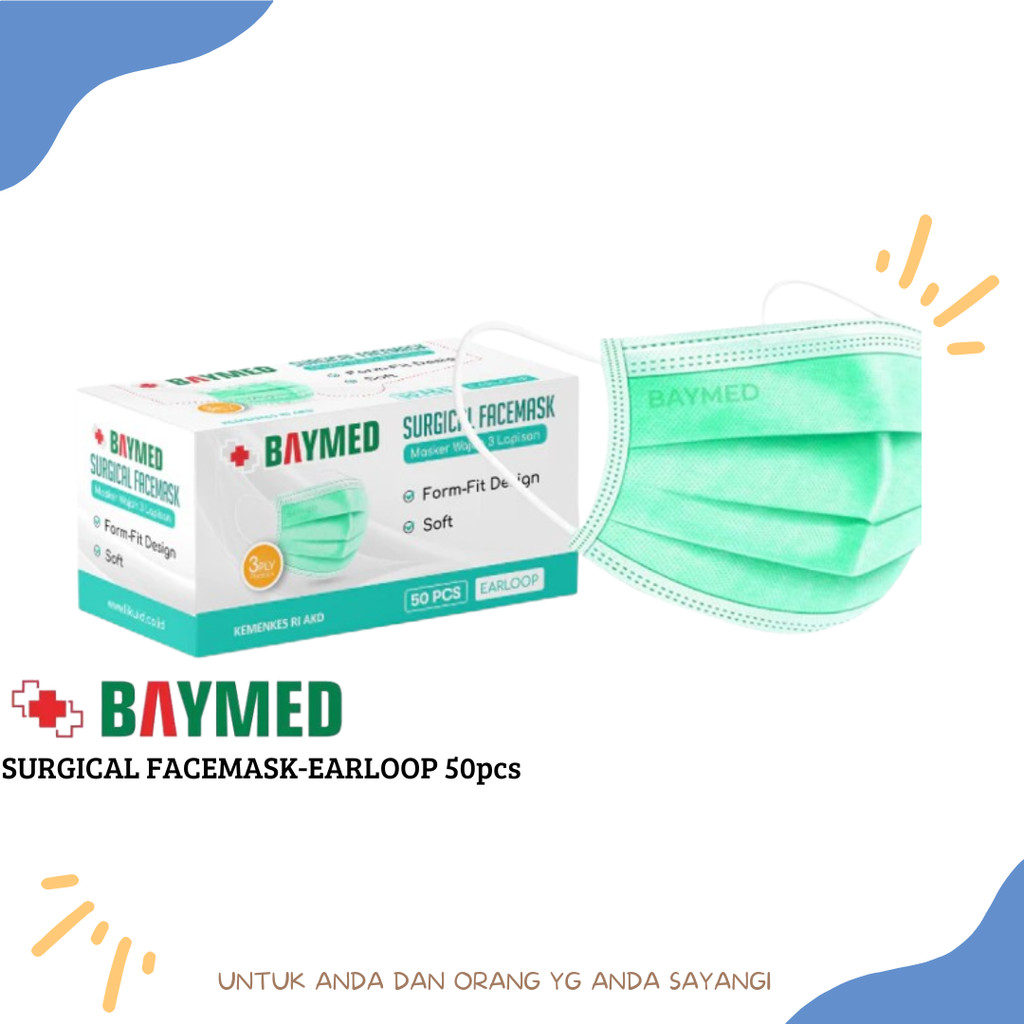 Jual BAYMED MASKER EARLOOP CANTOL Medis // SURGICAL Mask Earloop 50pcs ...