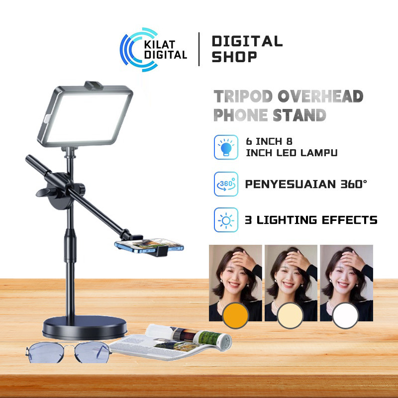 Jual Lampu Led 360 Overhead Stand Untuk Shooting Vlog Masak Make Up ...