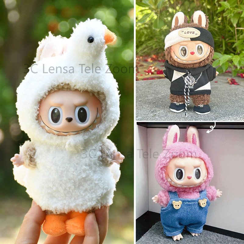 Jual for labubu Macaron17cm swan clothes labubu pendant snowman baby ...
